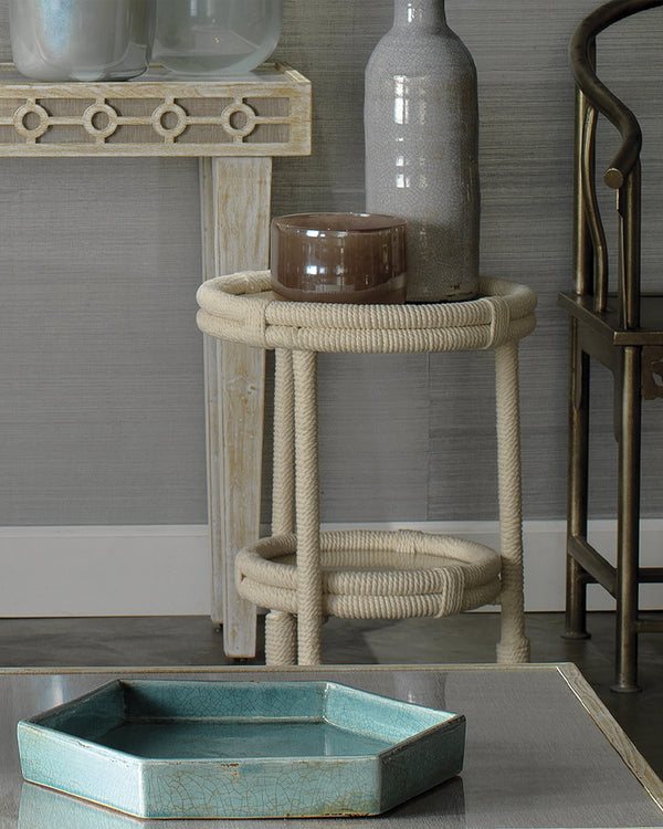 Jamie Young Delta Side Table In White Rope - Ivy Home