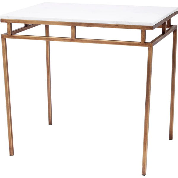 Tait Gold Accent Table with White Marble Top - Ivy Home