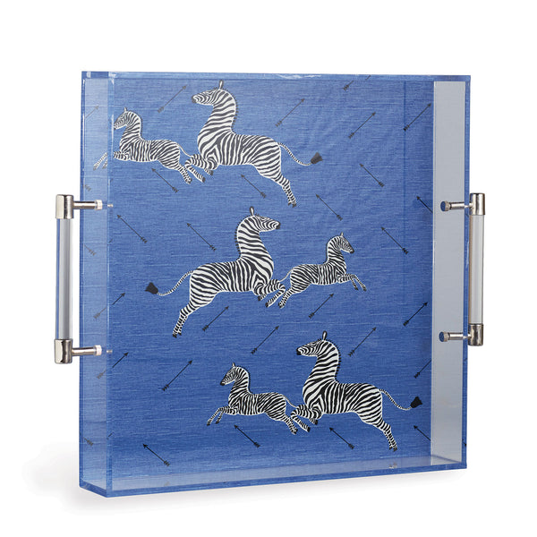 Zebra Blue Lucite Tray by Scalamandre Maison - Ivy Home
