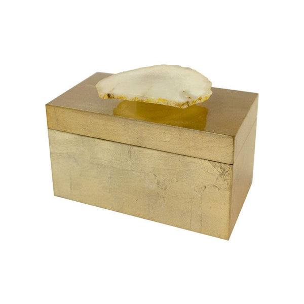 Gold Lacquered Box with Agate Handle - Ivy Home
