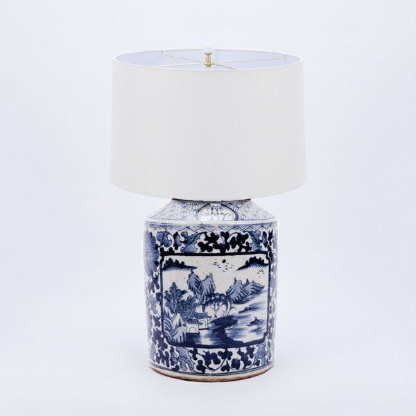 Table Lamp Dynasty Tea Jar Floral Landscape Medallion By Legends Of As ...