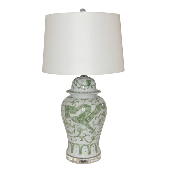 Celadon Dragon Mortif Porcelain Temple Jar Table Lamp By Legends Of As ...