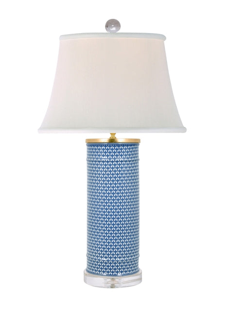 Blue and White Porcelain Fish Scale Lamp 32"H - Ivy Home