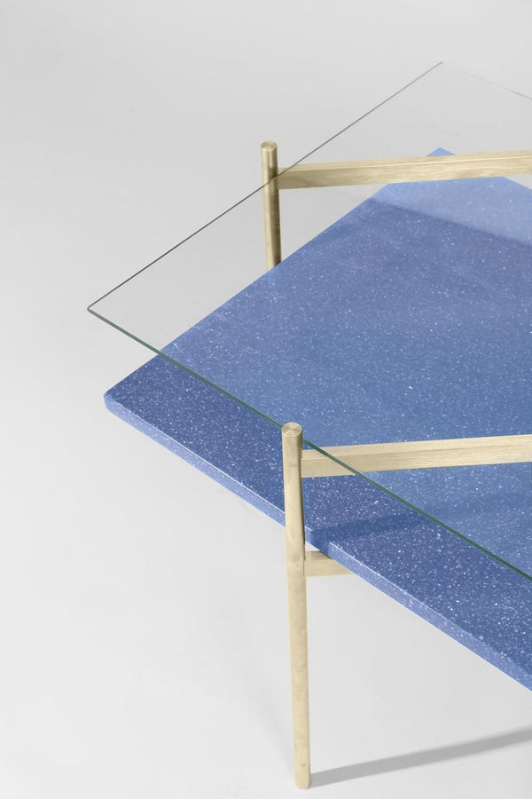 Duotone Diamond Side Table, Brass & Blue Mosaic - Ivy Home