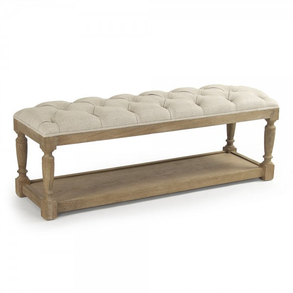 Zentique Rectangular Tufted Bench Cream Natural Linen - Ivy Home